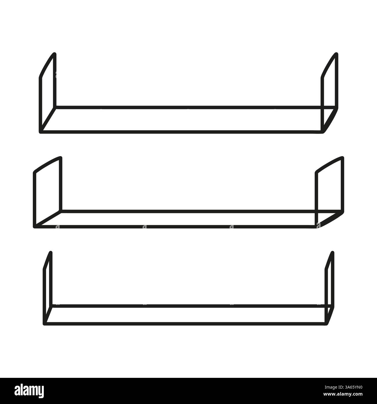 Linear shelf designs. Minimalist furniture concept. Black and white ...