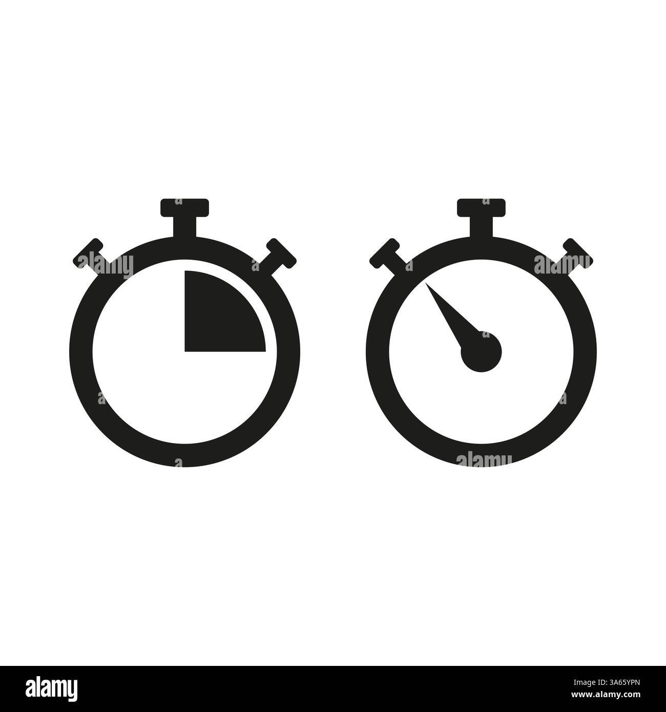 Stopwatch icon set. Timer countdown symbols. Black circular designs. Modern vector illustration ...