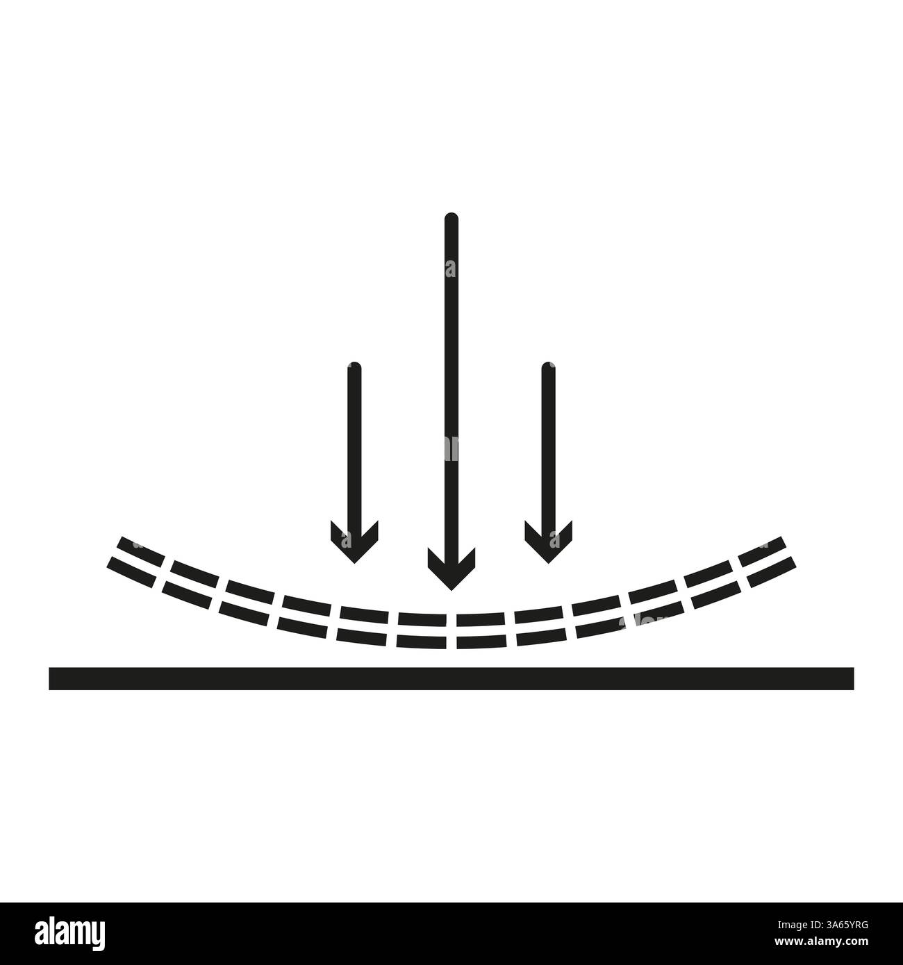 Downward arrow symbols. Deflection vector illustration. Impact effect ...