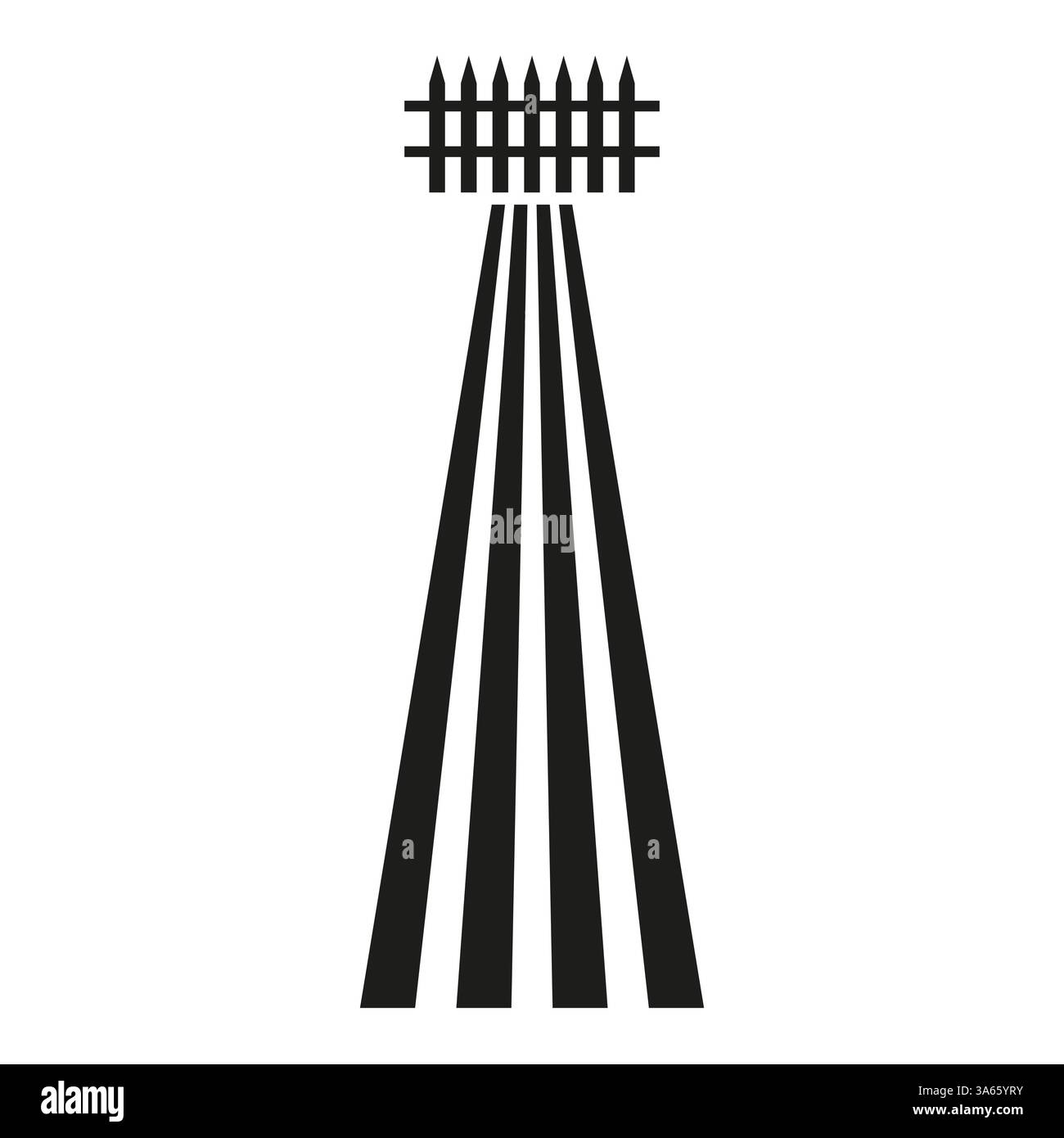 Road icon. Perspective pathway vector. Journey symbol. Black fence ...