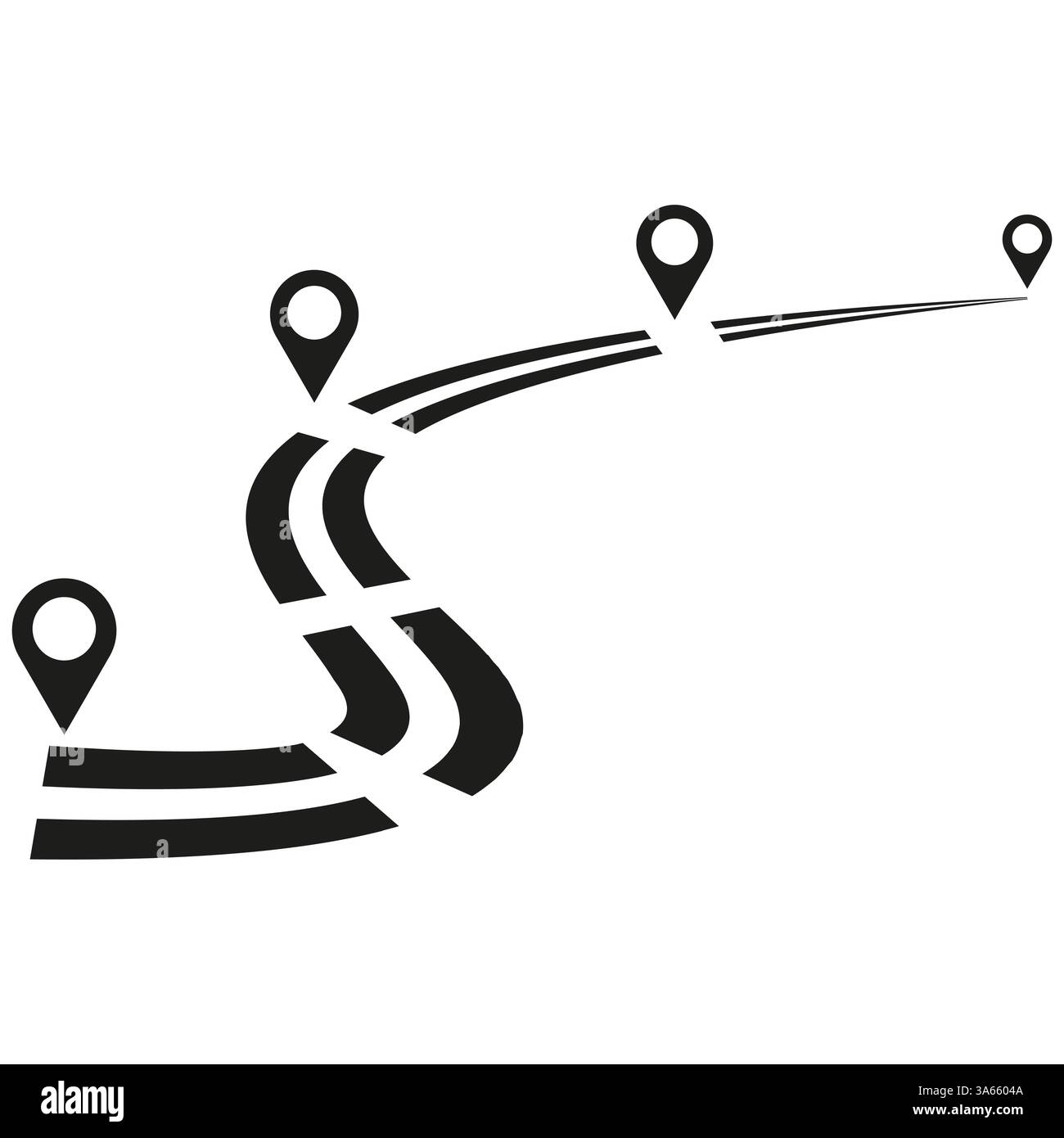 Winding road path. Location pin icon. Vector map journey. Navigation route sign Stock Vector ...