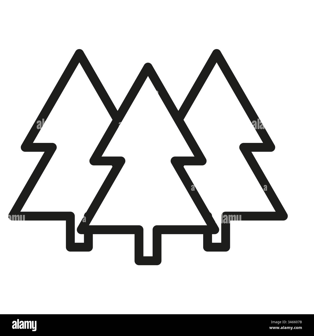 Forest icon. Pine tree illustration. Evergreen symbol outline. Black ...