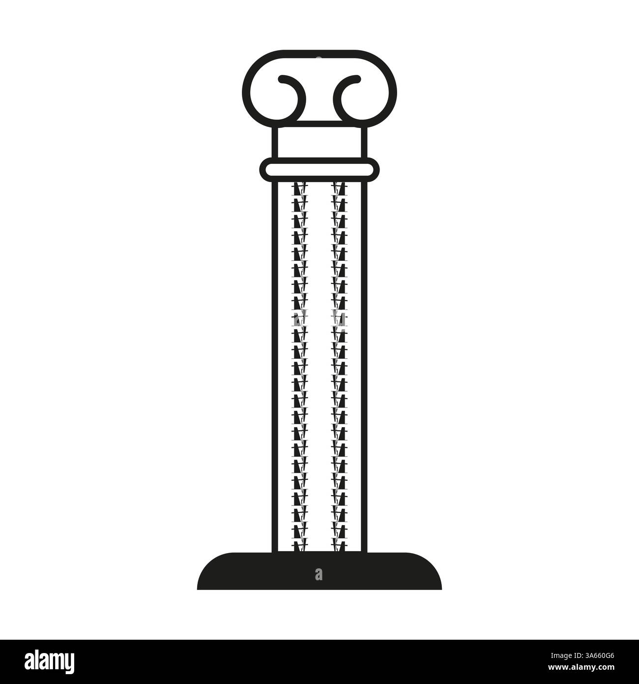 Classic column icon. Greek architectural detail. Black vector outline ...