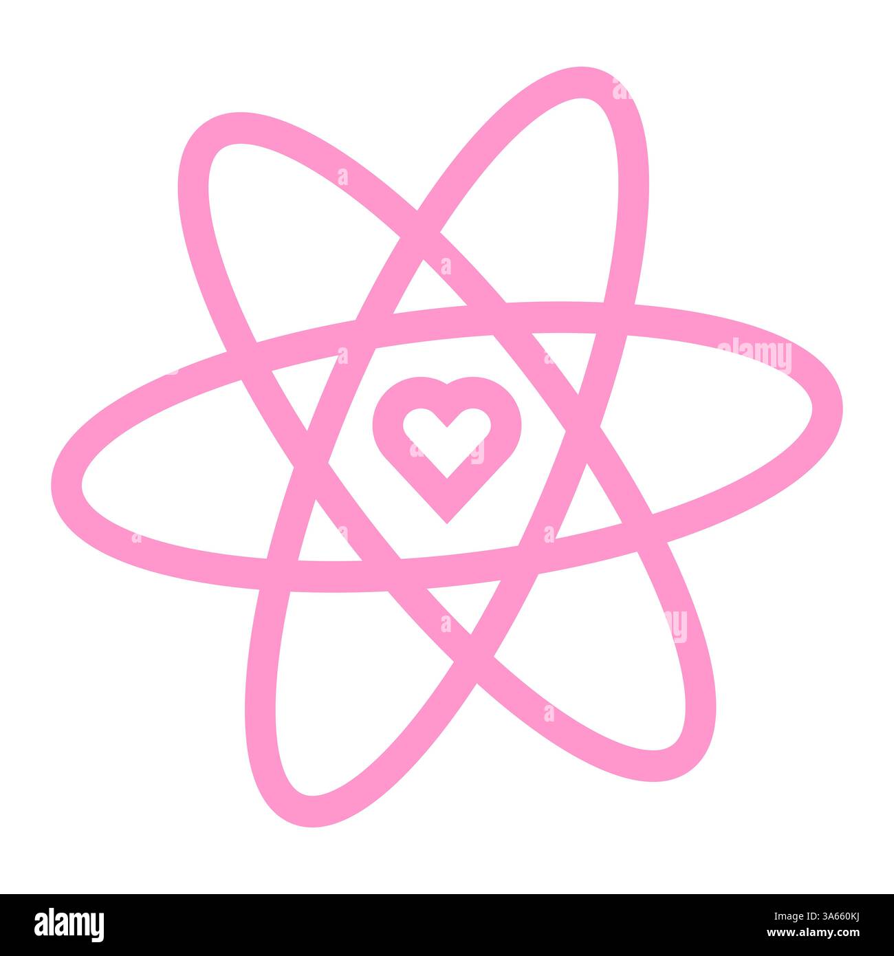 Atomic symbol heart. Love science icon. Pink minimalist design. Vector ...