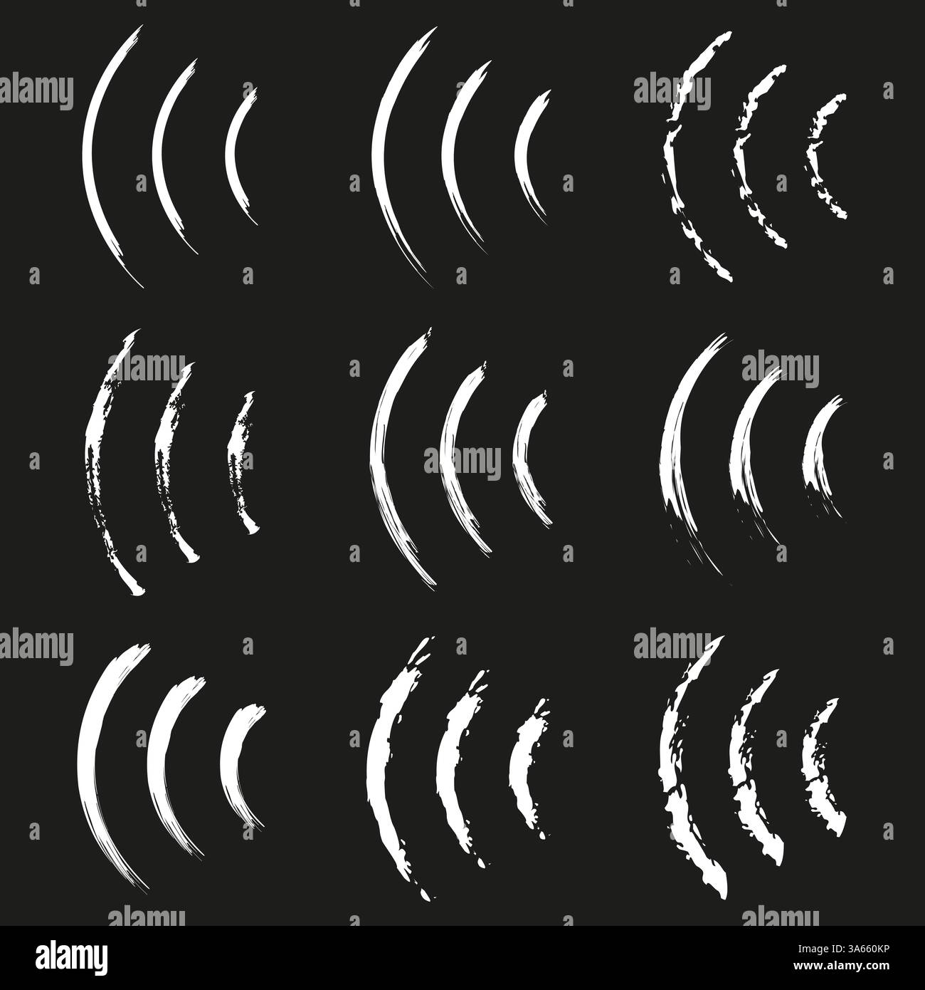 Brush stroke textures. Abstract curved shapes. Black and white style ...
