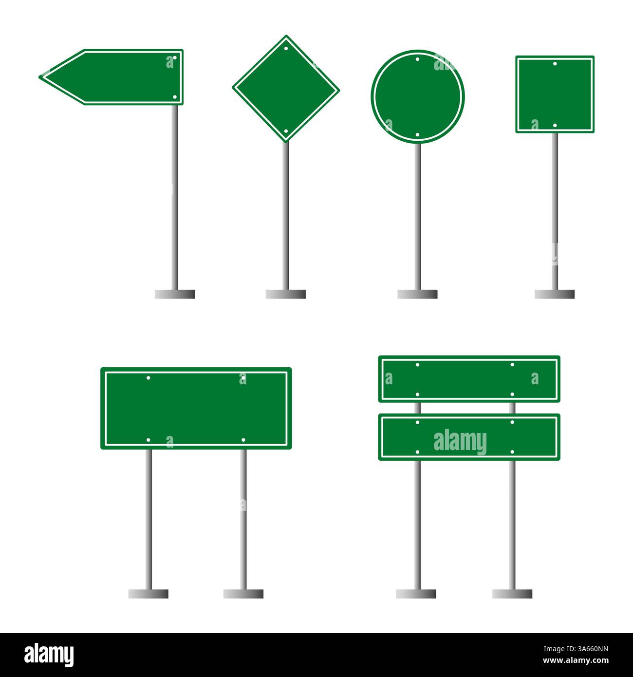 Green traffic boards. Blank road signs. Directional street symbols. Vector illustration Stock ...