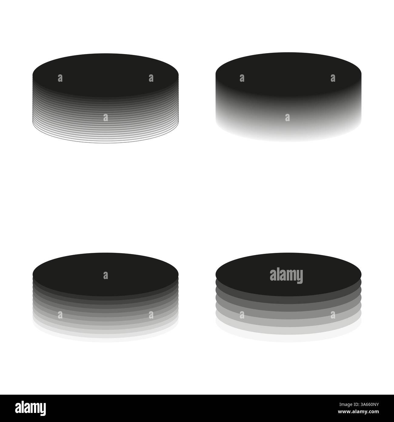Gradient cylinder shapes. Layered vector forms. Black and white shading ...