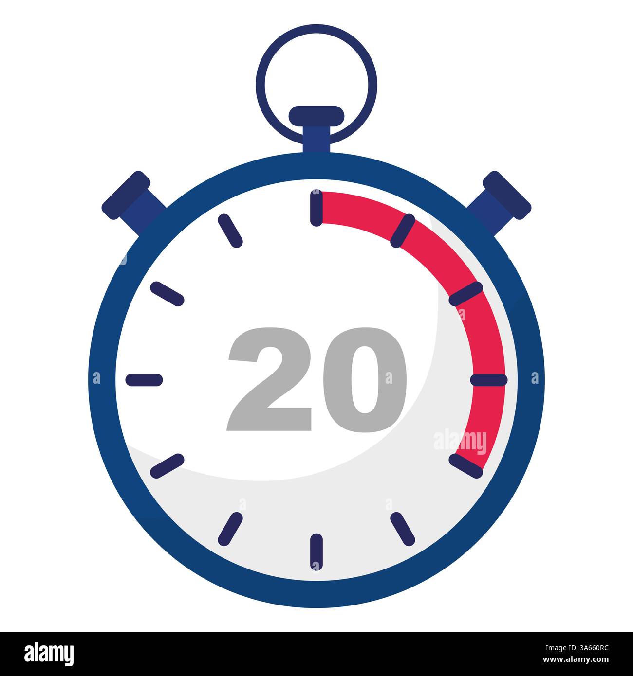 Stopwatch countdown icon. Number twenty focus. Timer measurement tool ...