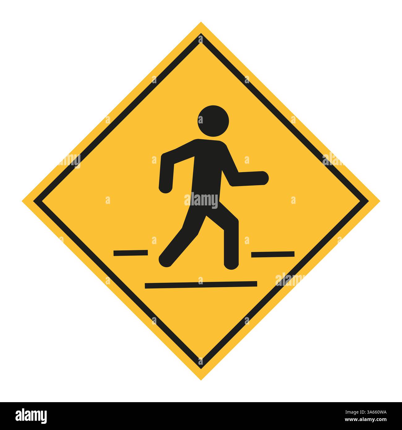 Pedestrian crossing sign. Walking person icon. Yellow diamond detail ...