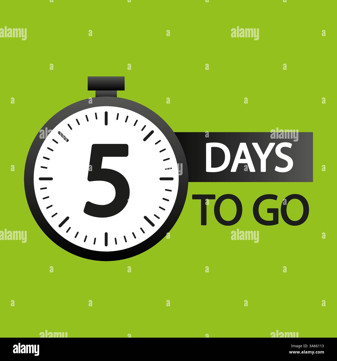 5 days countdown. Number five timer. Vector clock symbol. Time until event Stock Vector Image ...