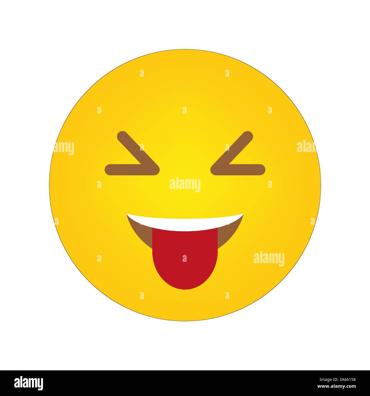 Funny emoji face. Smiling yellow circle. Tongue out expression. Vector ...