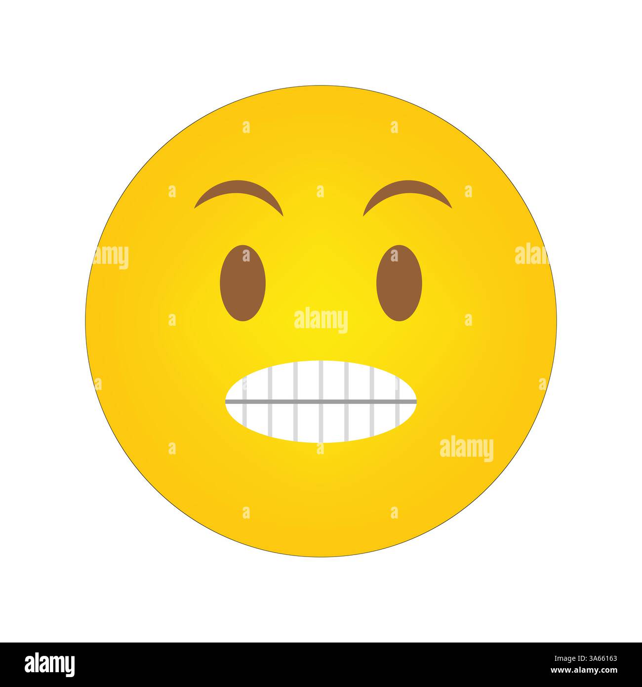Grimacing yellow emoji. Teeth clenched face. Nervous awkward expression. Bright cartoon design ...