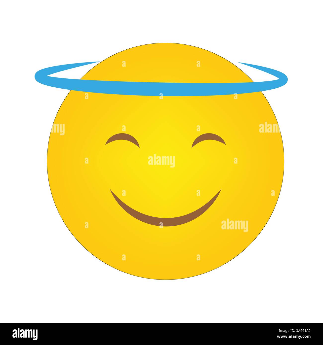 Smiling halo emoji. Yellow happy face. Angelic positive expression ...