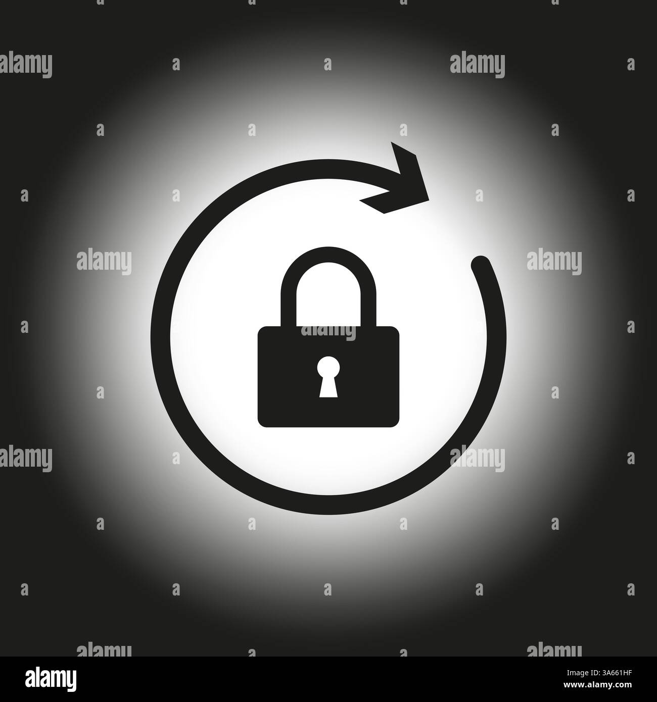 Padlock icon. Security arrow symbol. Vector lock illustration. Dark ...