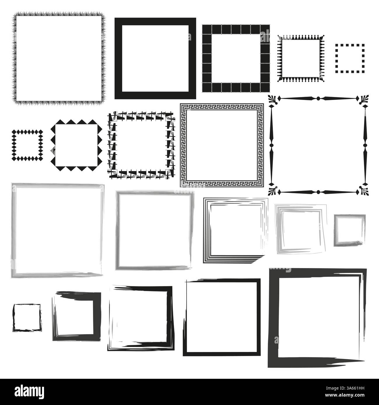 Decorative Frame Set Vector Various Square Frame Styles Black And White Designs Simple And