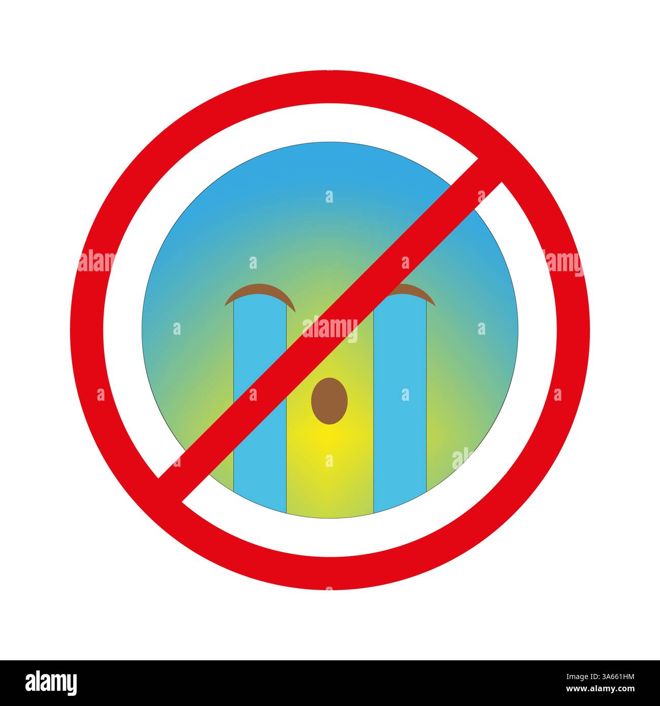 Crying face emoji. Red crossed circle. Prohibited sad symbol. Colorful ...