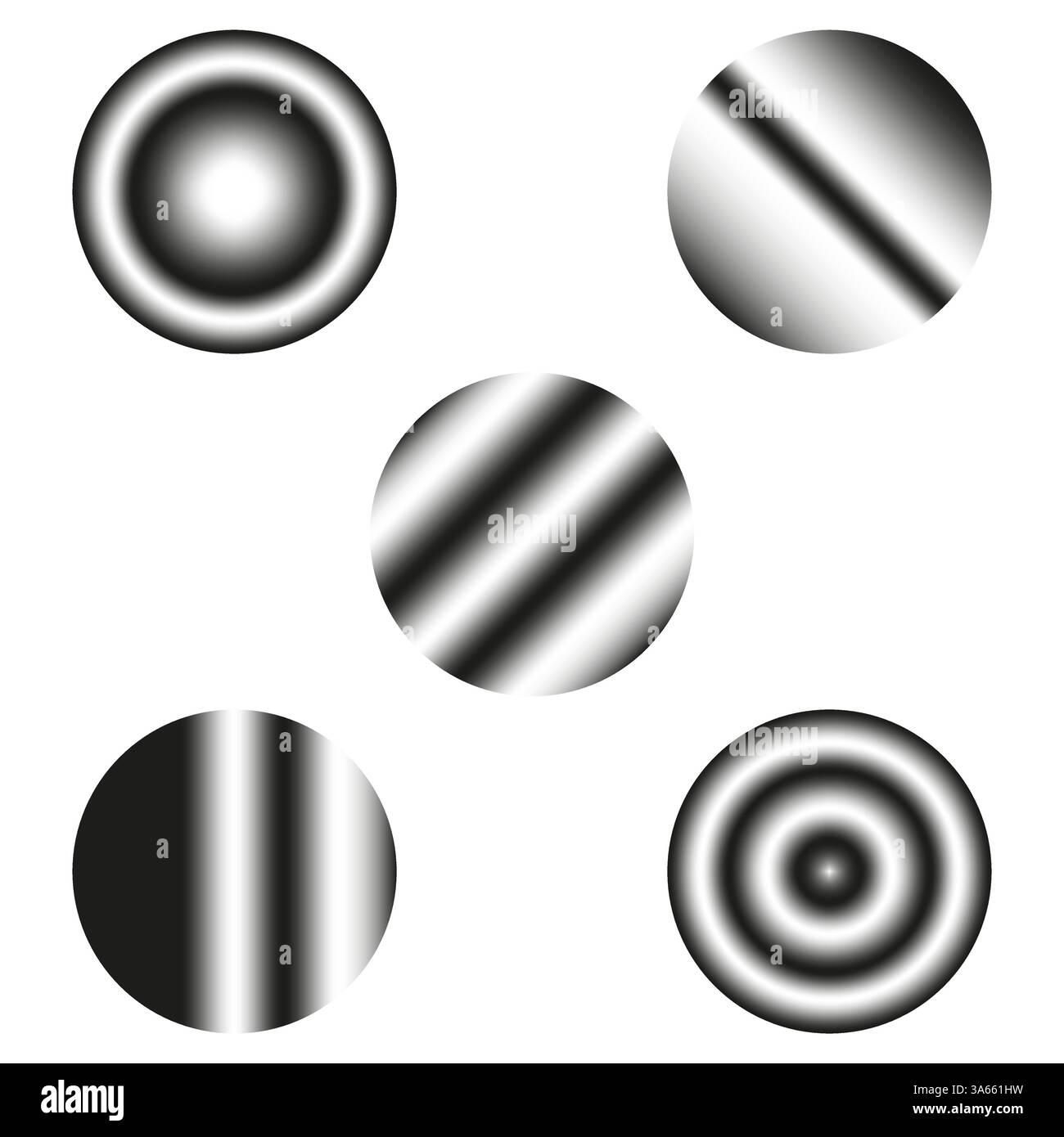 Abstract gradient circles. Optical light effect. Black white glowing ...