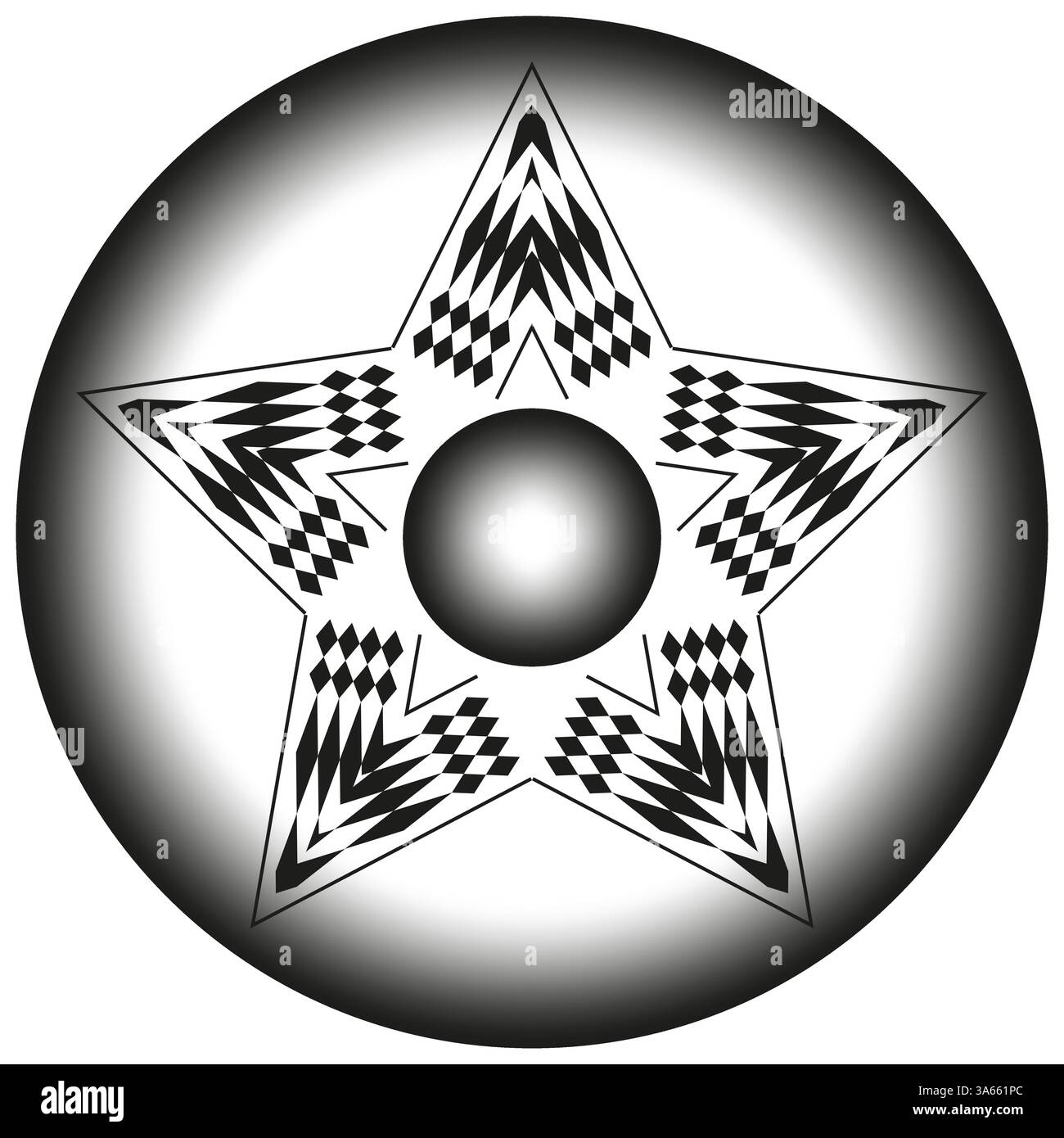 Pattern star icon. Optical swirl shape. Black white sphere. Vector ...