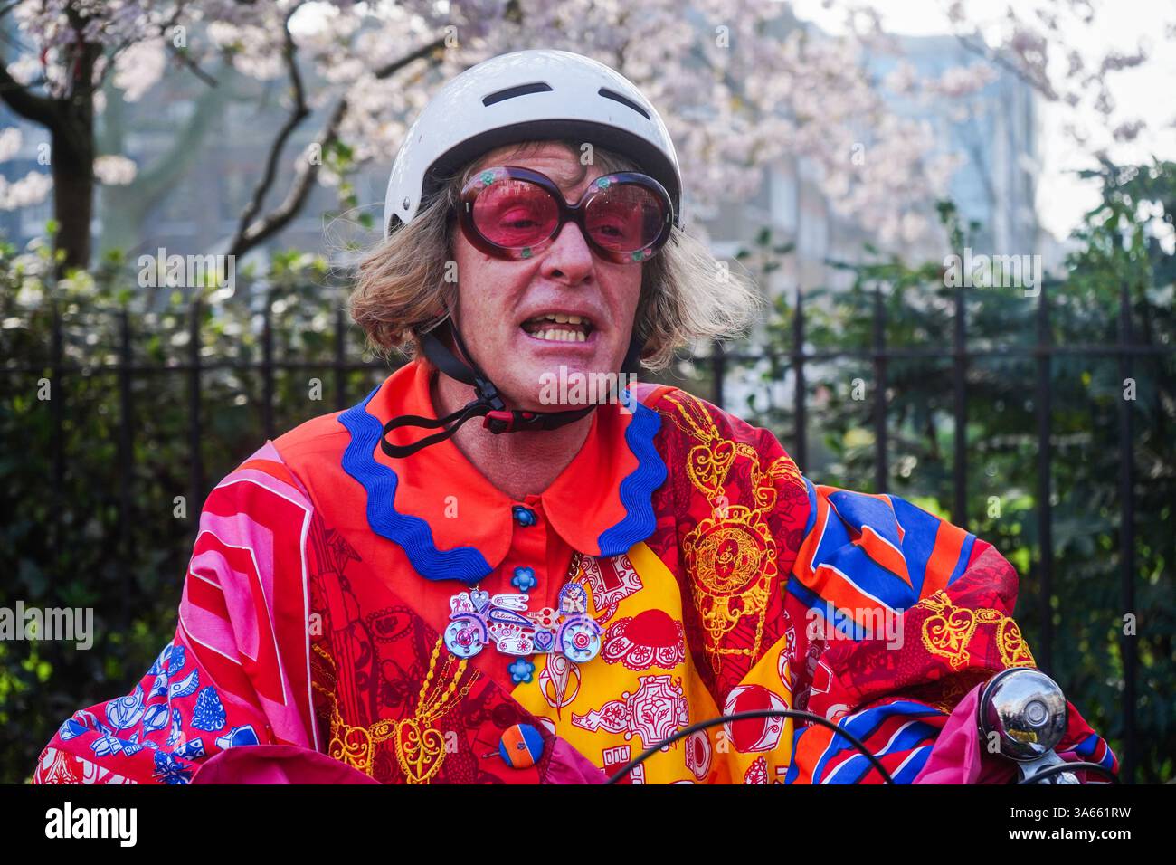 London, UK 25 March 2025. Sir Grayson Perry (pictured) wearing goggles ...
