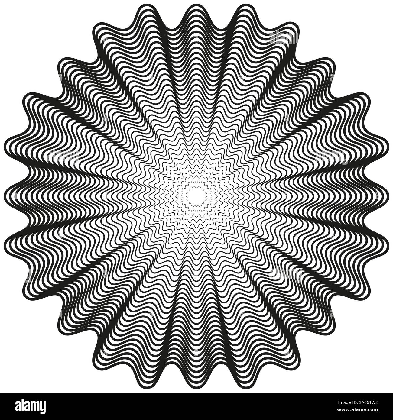 Abstract wavy star. Geometric ripple shape. Optical illusion pattern ...
