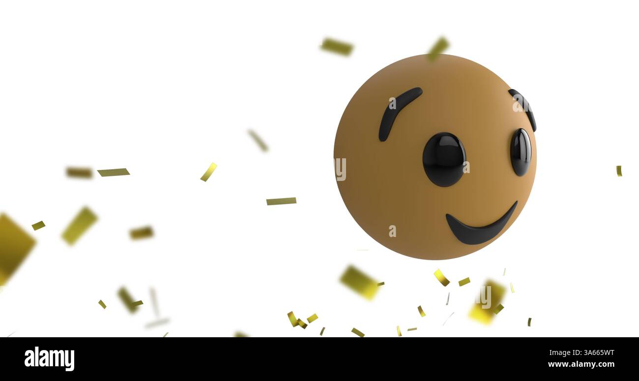 Image of gold falling over smiling and winking emoji on white ...