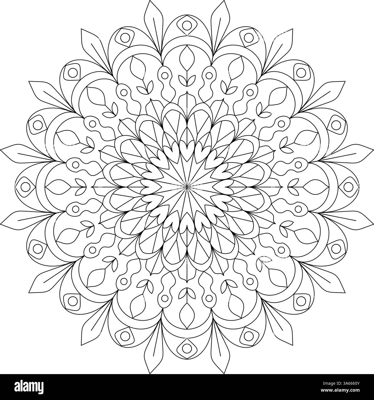 Symmetrical Mandala Artwork for Coloring and Meditation Stock Vector ...