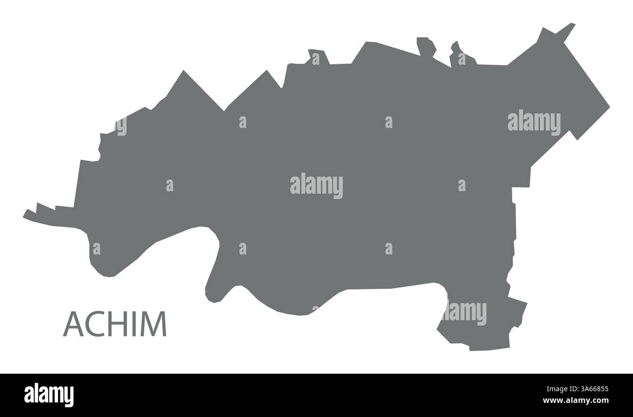Achim city map with boroughs grey illustration silhouette shape Stock ...