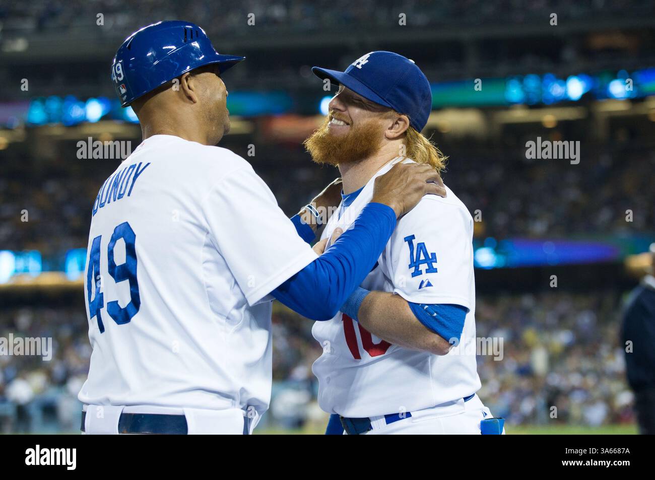 Los angeles dodgers third base coach lorenzo bundy hi-res stock ...
