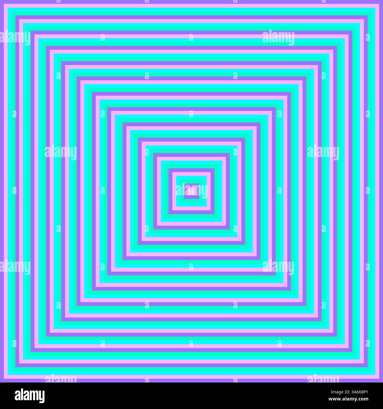 Visual effect created by purple, pink, pale green and blue squares ...