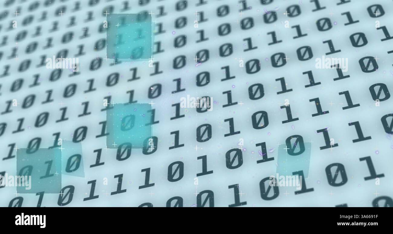 Image of binary coding numbers changing with markers and squares in background Stock Photo - Alamy