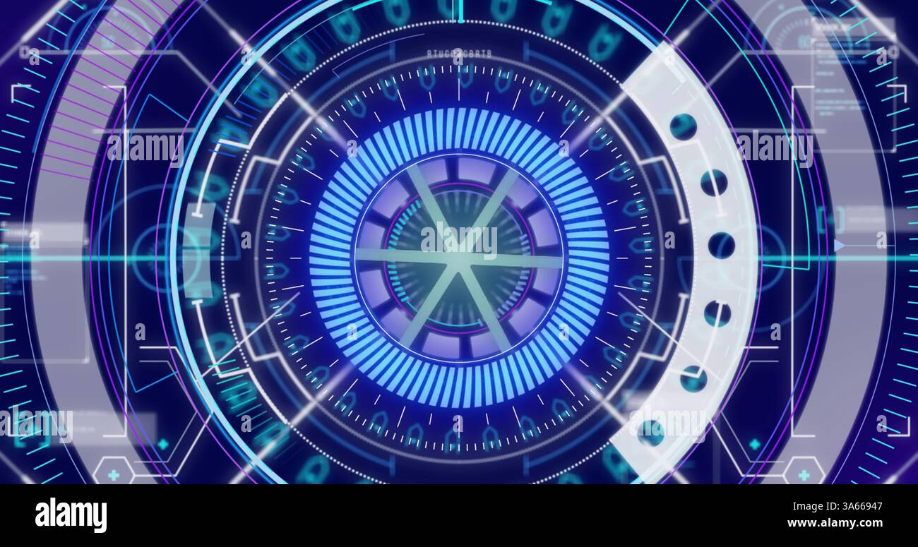 Image of digital interface showing blue white and grey complex circular scope scanning Stock ...