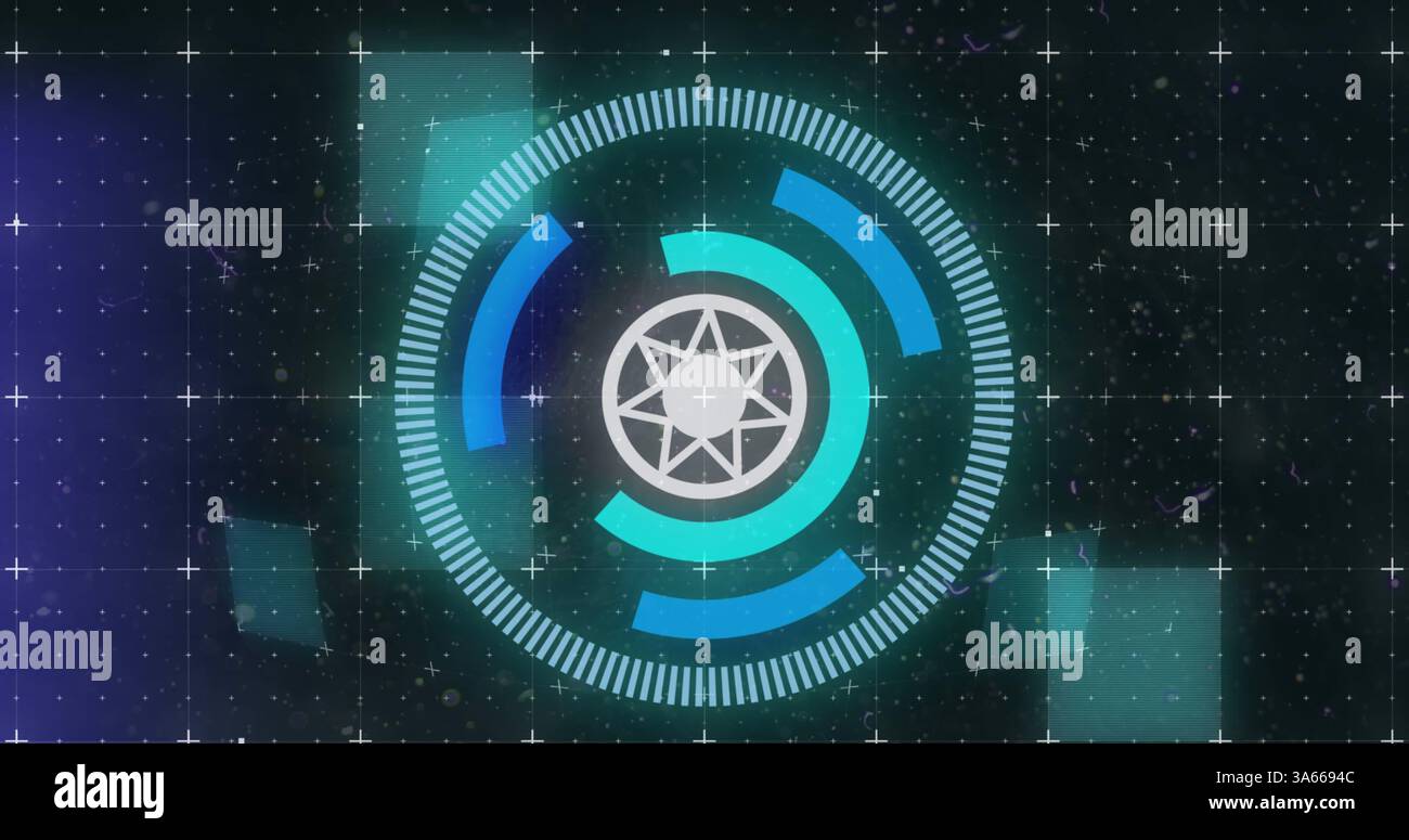 Image of showing circular scope with blue and white flashing lights ...