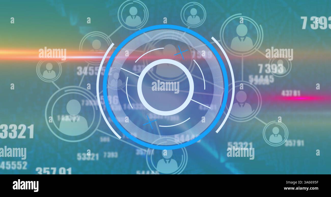 Image of moving numbers a circular scope and a network of connected ...