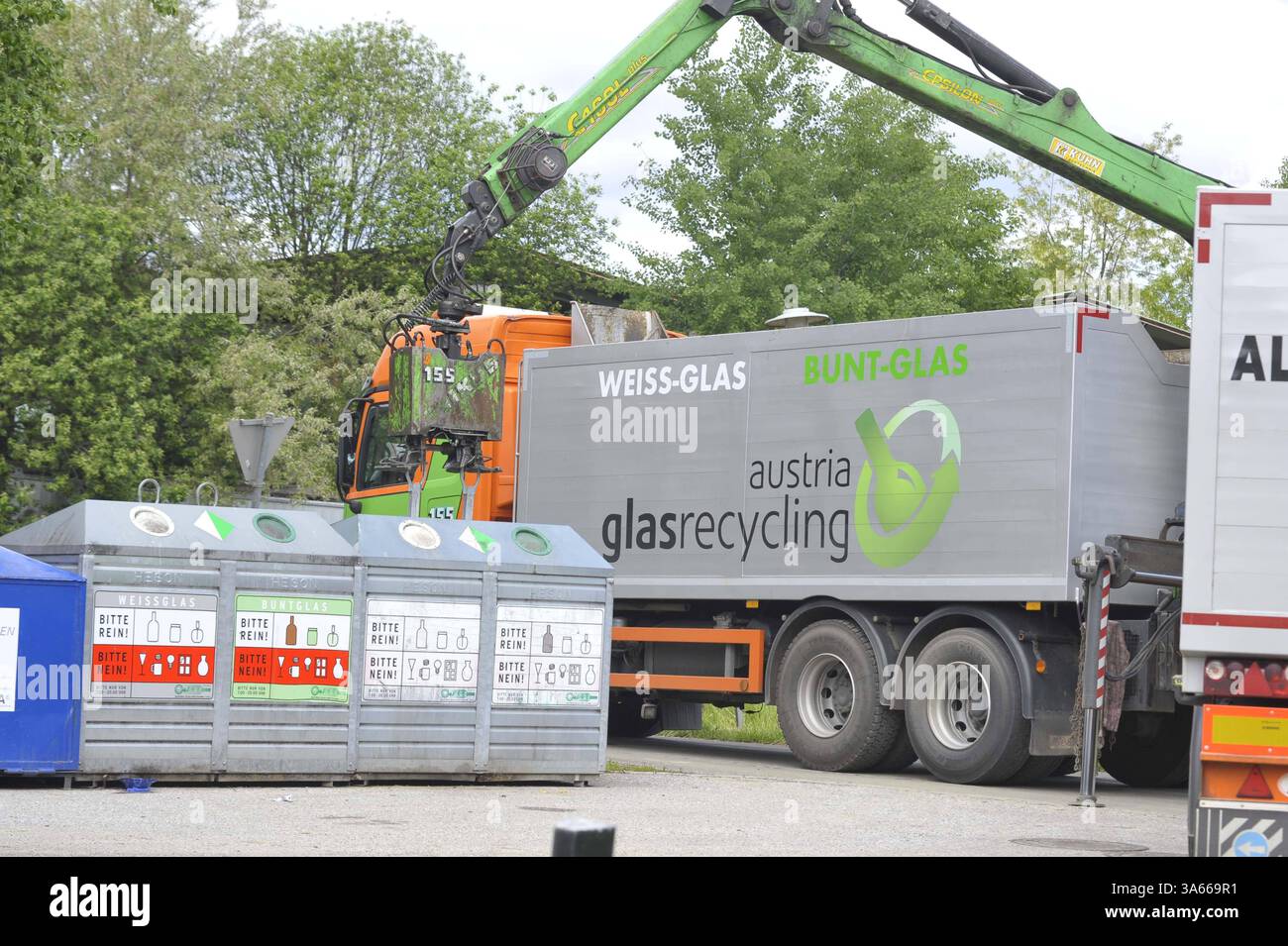 waste glass collection in garbage can and recycling for reusing ...