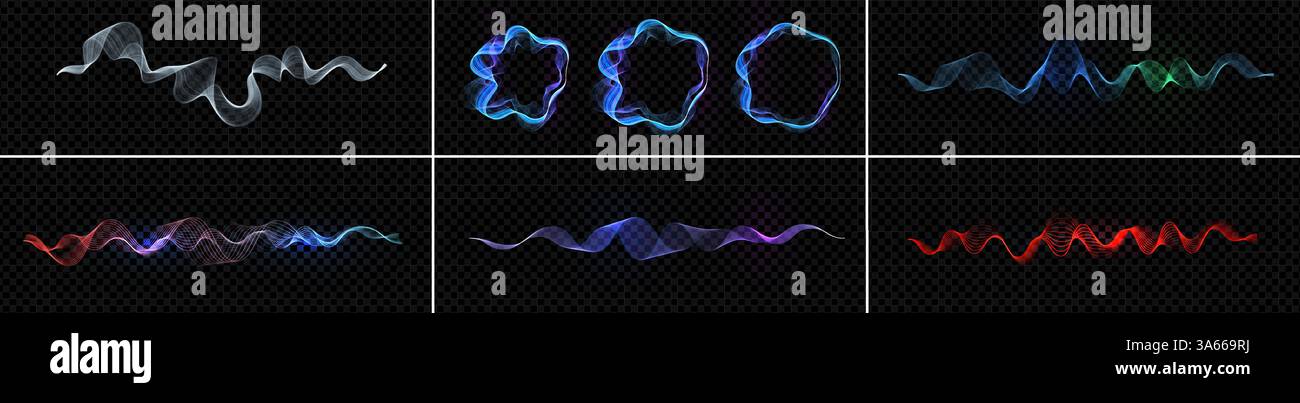 Smooth glowing wave in purple blue gradient, flowing with gentle ...