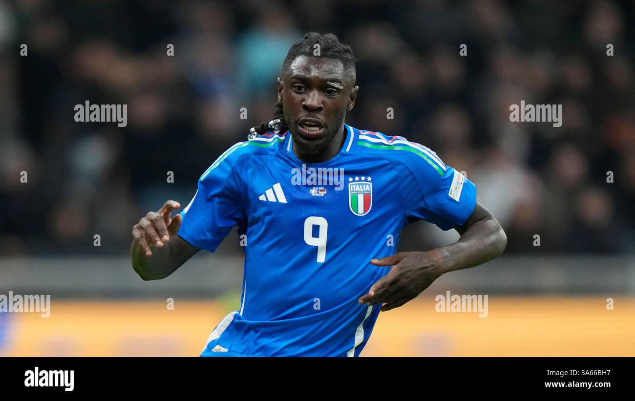 Italy's Moise Kean controls the ball during the soccer Nations League ...