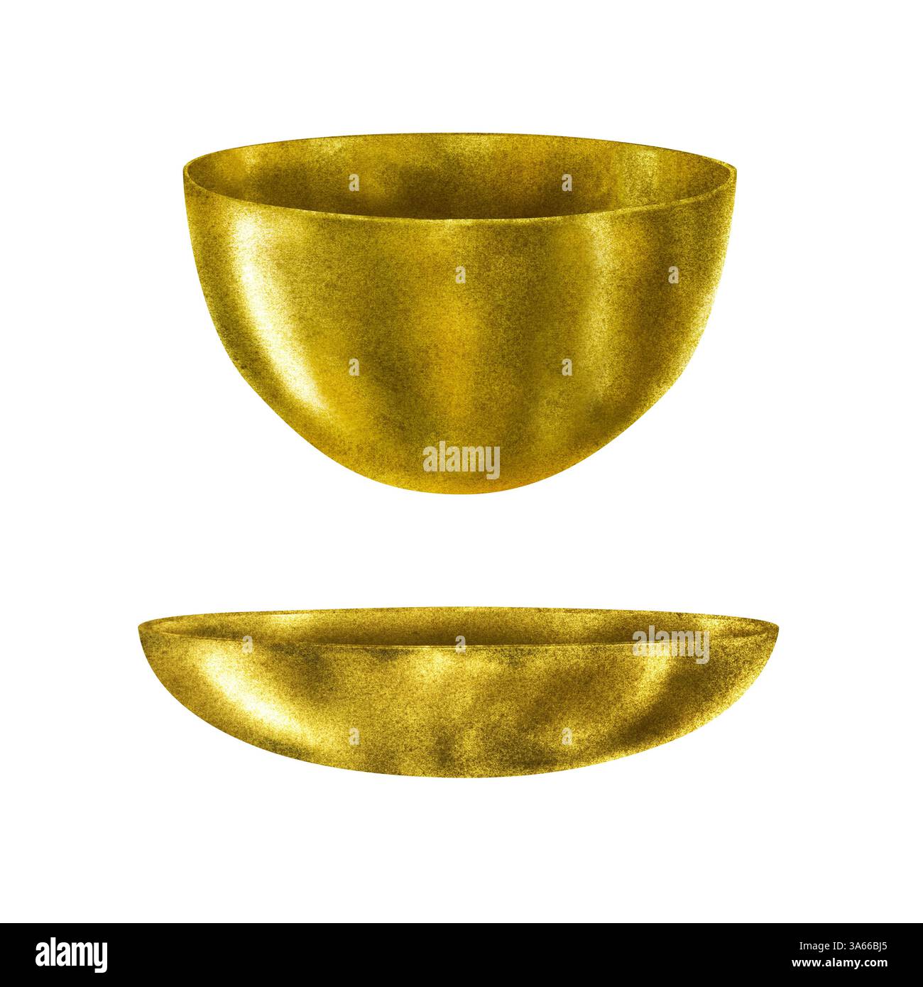 Planter with gold, brass, bronze metallic textures. Watercolor flower ...