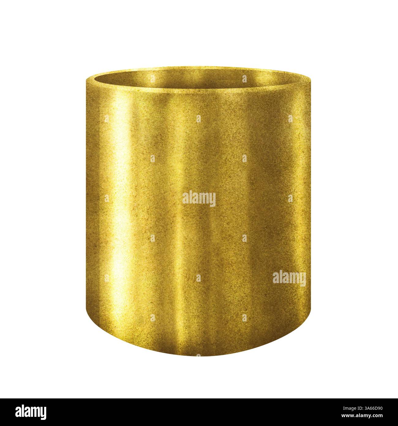 Planter with gold, brass, bronze metallic textures. Watercolor flower ...