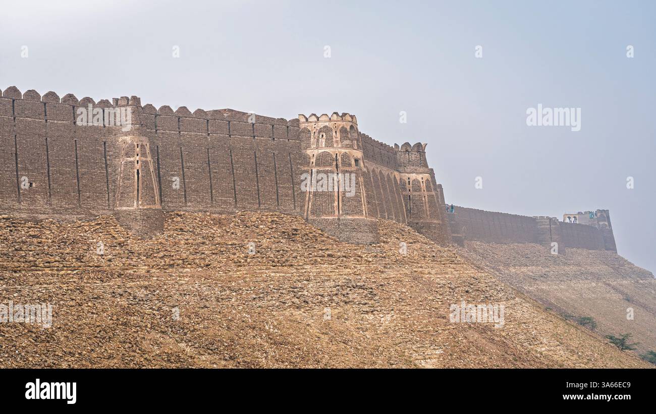 Scenic landscape view of Kot Diji ancient fort ramparts and bastions in ...