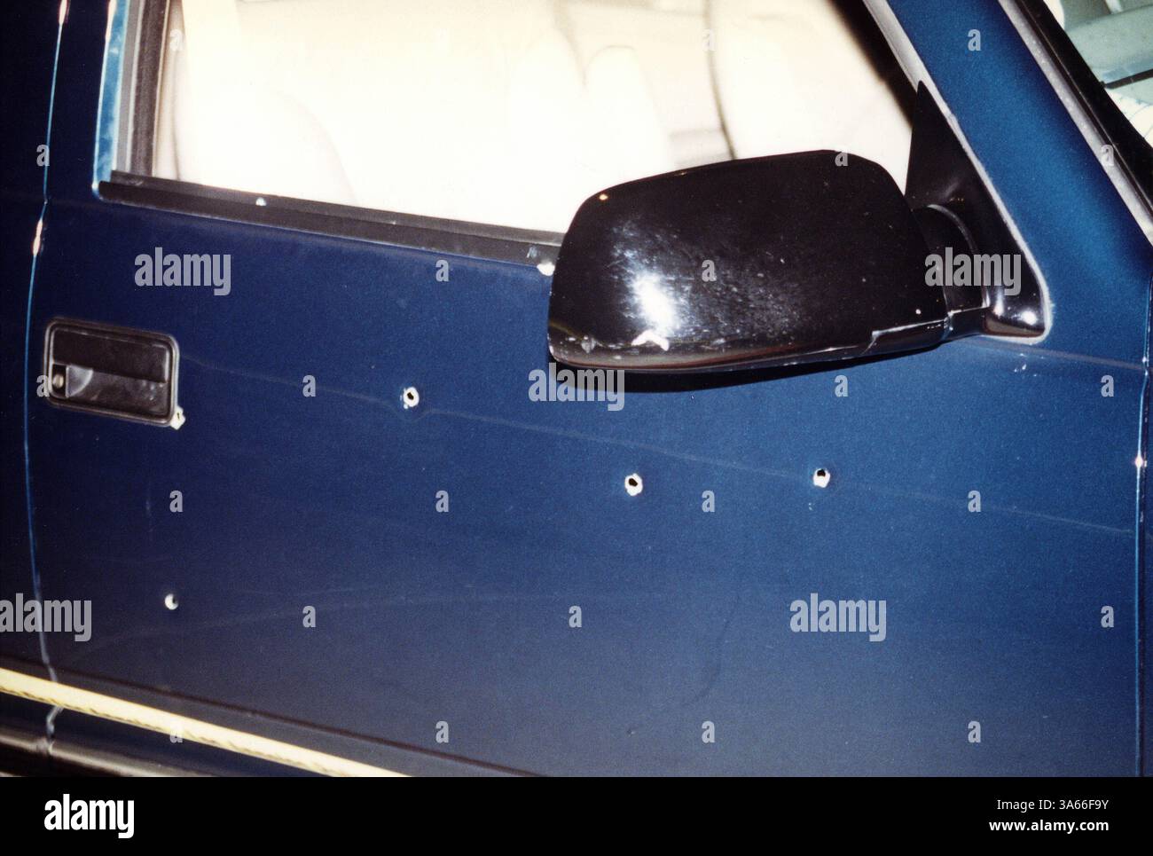 Mar 08, 1997; Los Angeles, CA, USA; The bullet holes in the GMC ...