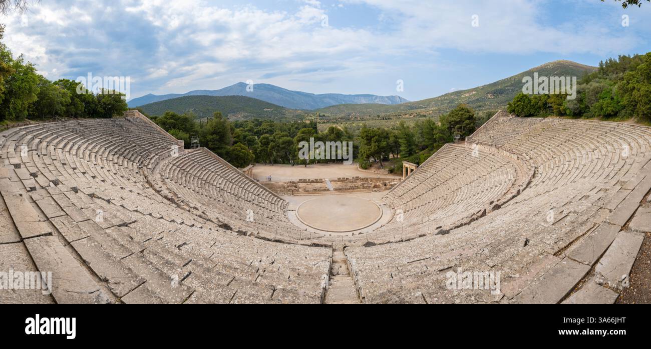 The ancient theater of Epidaurus (Epidavros), Argolis, Greece Stock ...