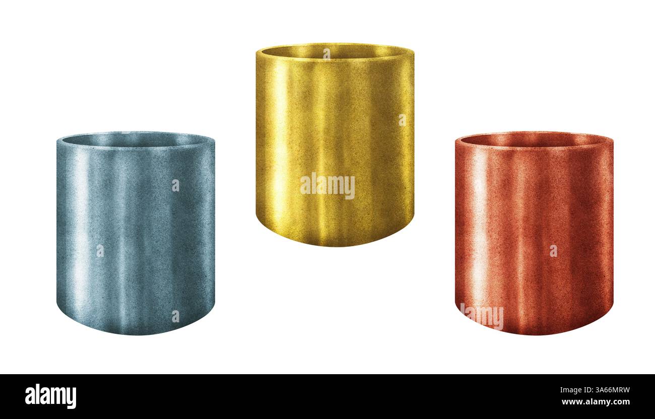 Planters of various shapes with gold, brass, bronze, silver, cooper ...