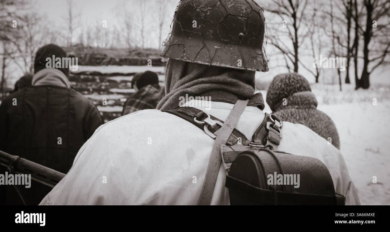German Infantry Soldier Pushes Civilian With The Butt Of His Rifle ...