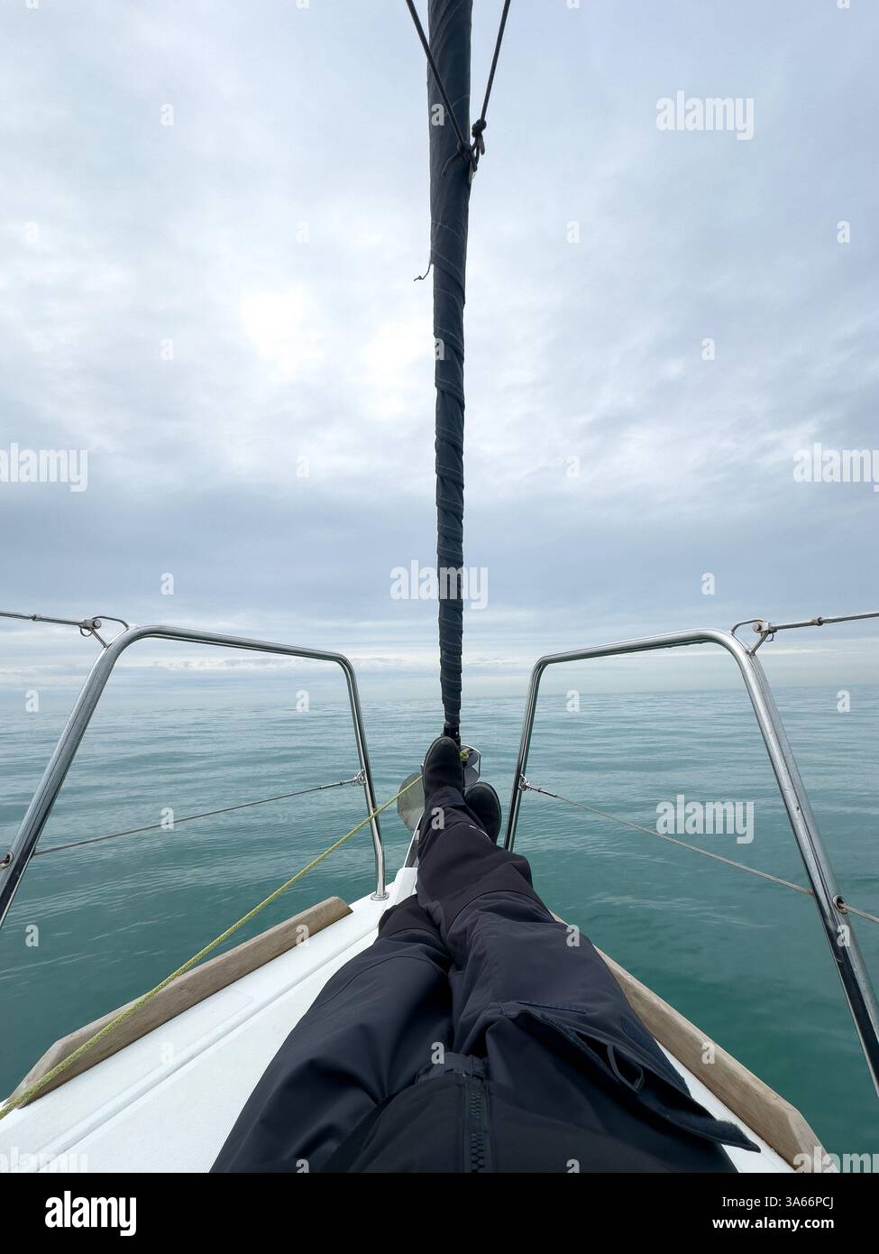 Sailing into the adventure with the view from the front of a sailing ...