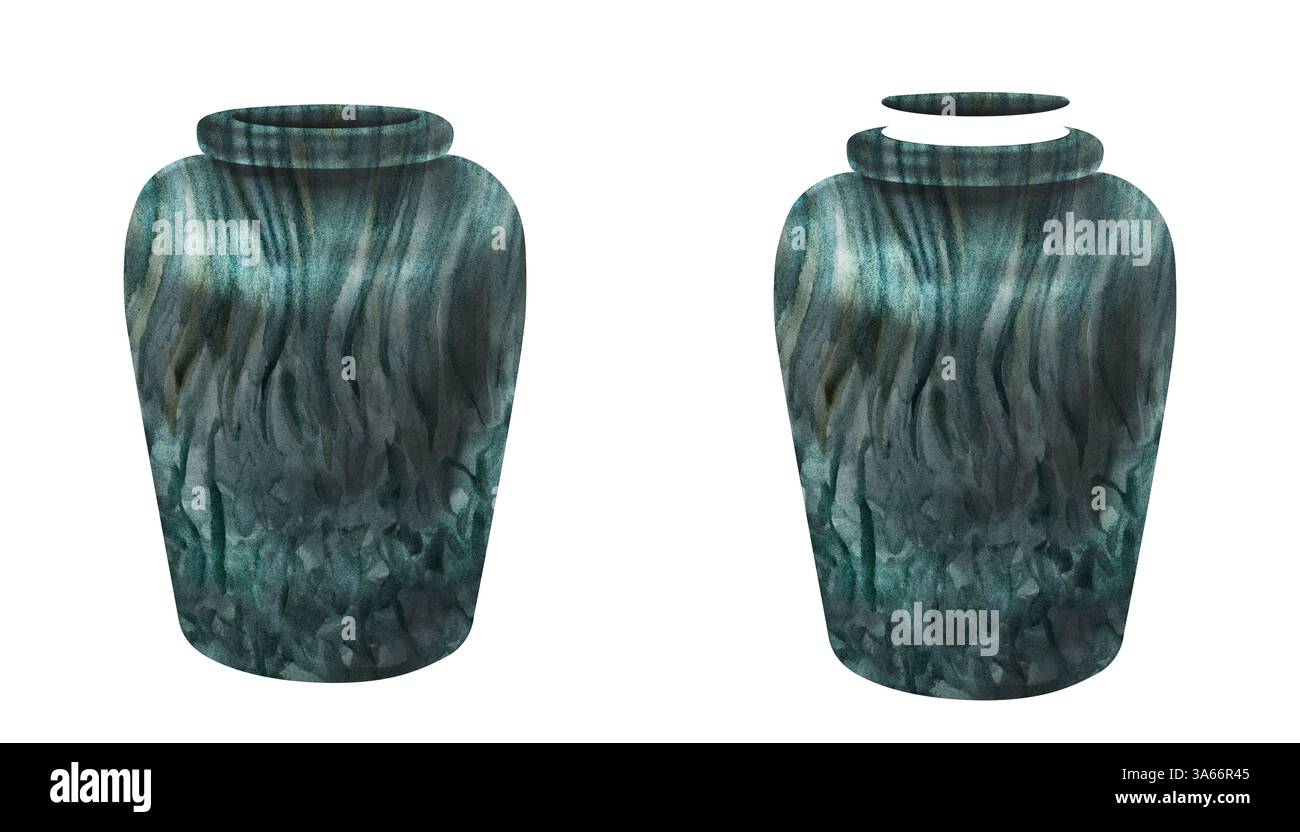 Planters, vases of various shapes with natural striped stone textures ...