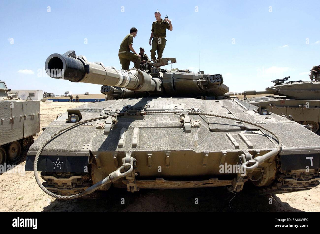 May 12, 2004; Karni Crossing, Israel; Israeli soldiers prepare their ...