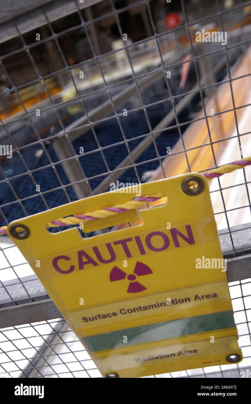 May 20, 2004; Avila Beach, CA, USA; ! A radiation warning sign hangs at ...
