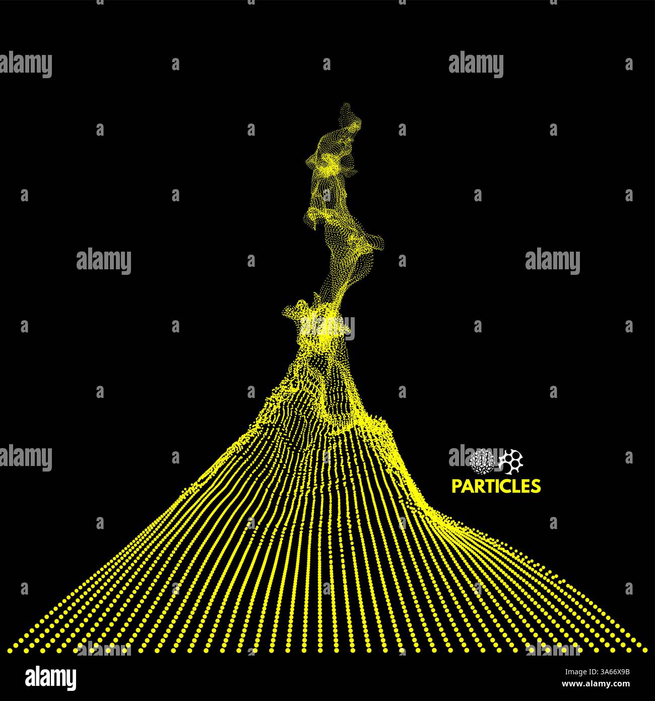 Array with Dynamic Emitted Particles. Water Splash Imitation. Abstract Background. Vector ...