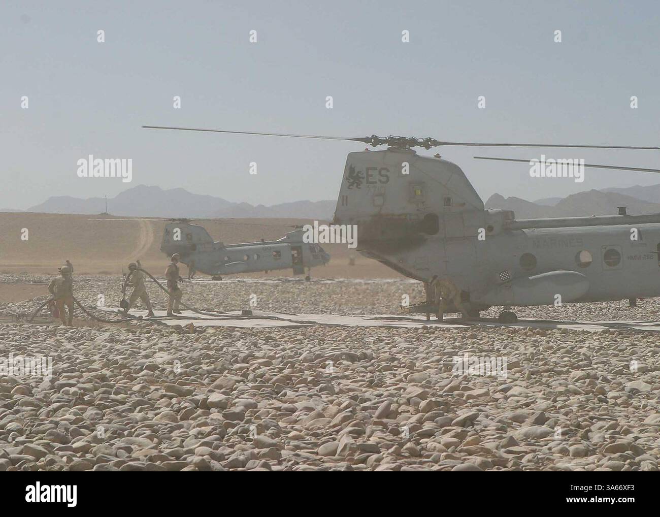 May 22, 2004; FOB Ripley, Afghanistan; Two CH-46E Sea Knights from ...