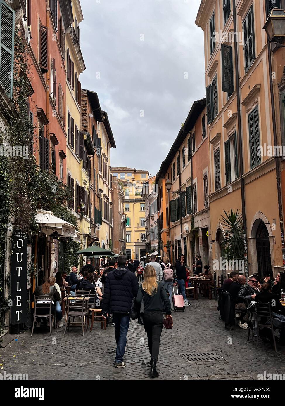 Rome, Italy - March 2025 - Trastevere District, narrow cobbled streets ...
